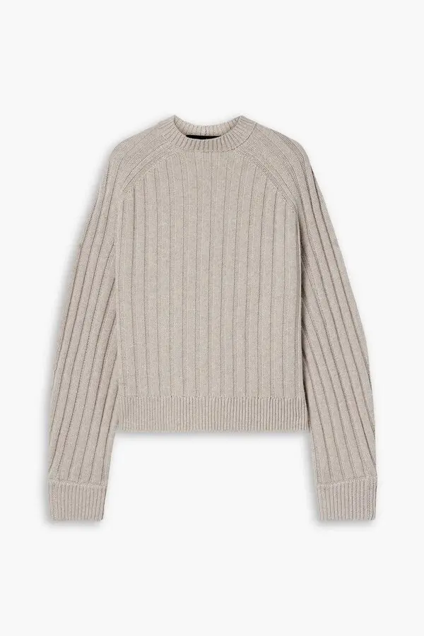 Proenza Schouler Delta Ribbed Wool And Cashmereblend Sweater - Mushroom