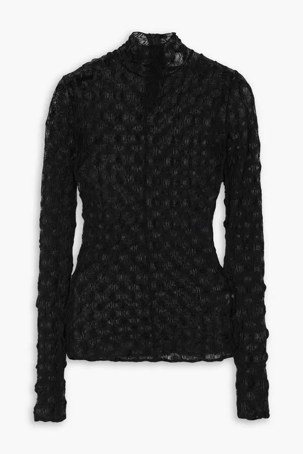 Isabel Marant Toxani Stretch Cottonblend Lace Turtleneck Top - Black