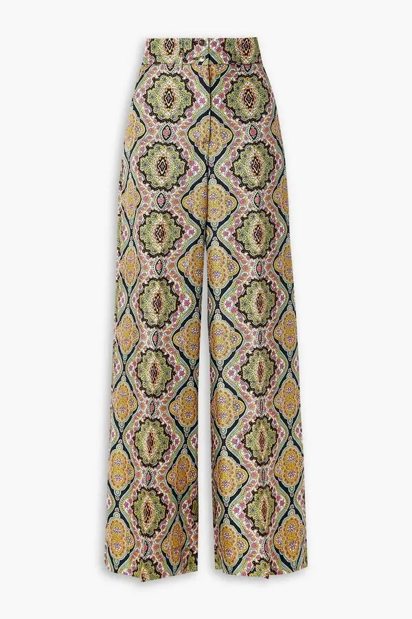 Etro Printed Silktwill Wideleg Pants