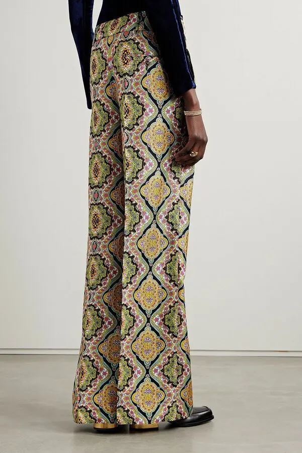 Etro Printed Silktwill Wideleg Pants