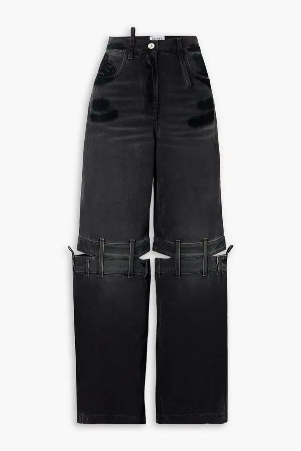 Attico Cutout Highrise Wideleg Jeans - Black