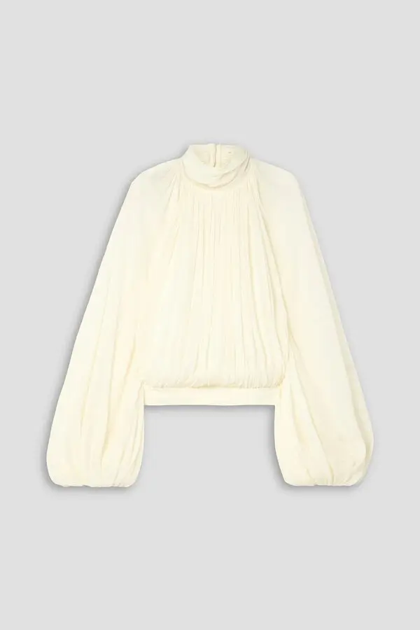 Stella McCartney Openback Gathered Silkcrepon Blouse - Ivory