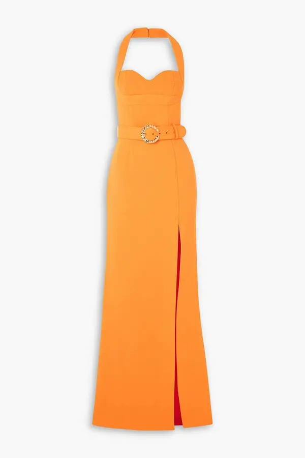 Rebecca Vallance Santara Belted Crepe Gown - Marigold