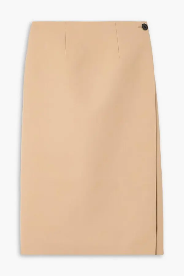 Marie Adam-Leenaerdt Reversible Wool Wrap Midi Skirt - Beige