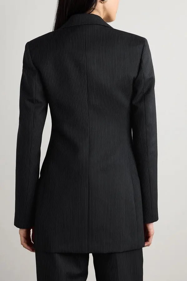 Veronica De Piante Stella Doublebreasted Pinstriped Wool Blazer