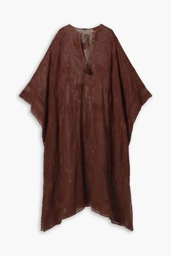 Johanna Ortiz Embroidered Cottonmesh Coverup - Brown