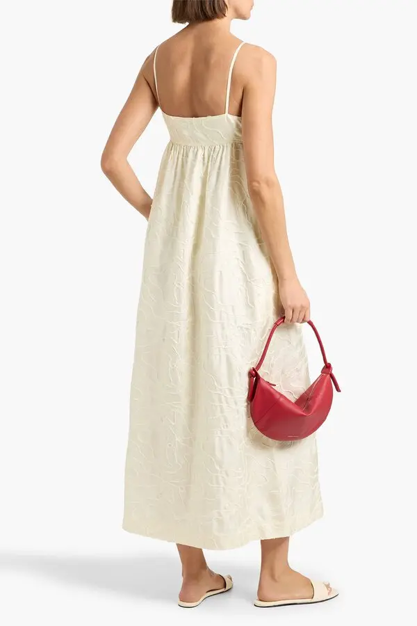 Loulou De Saison Cavola Embroidered Silktwill Maxi Dress