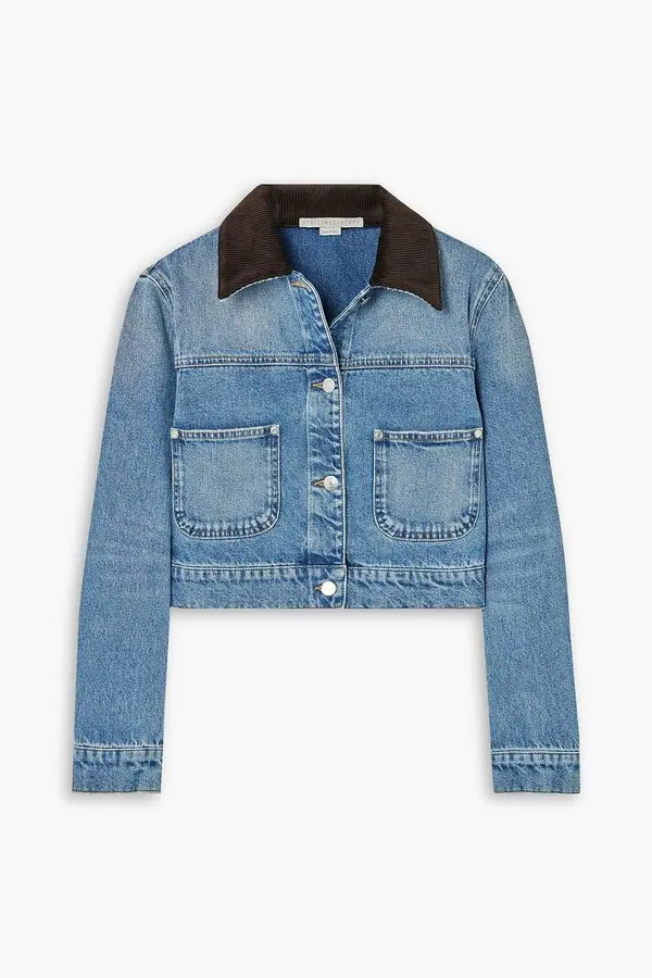 Stella McCartney Cropped Corduroytrimmed Denim Jacket