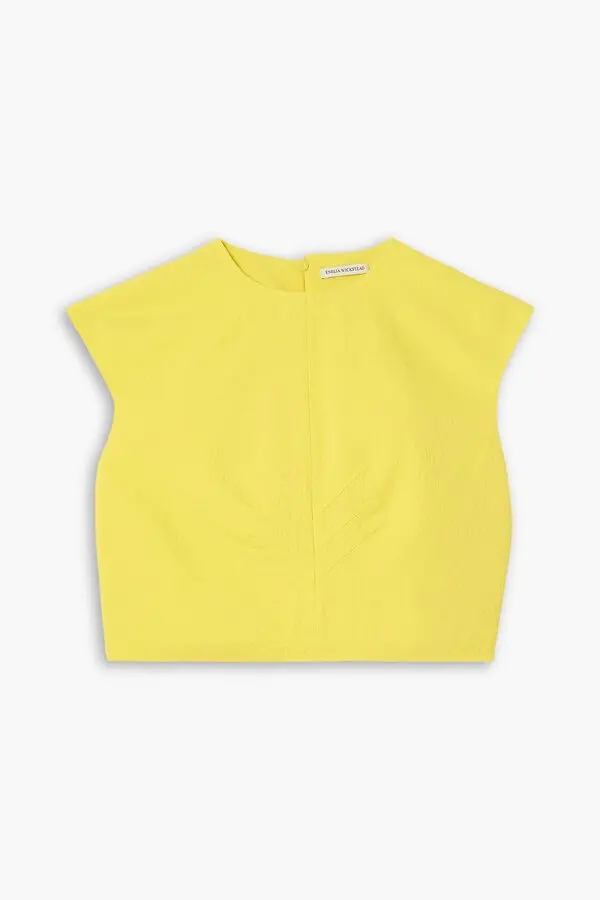 EMILIA WICKSTEAD Veronique Cropped Cloqué Top - Yellow