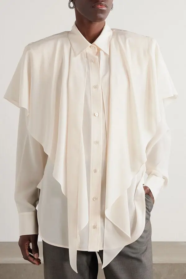 Stella McCartney Cape-effect Silk Crepe De Chine Shirt