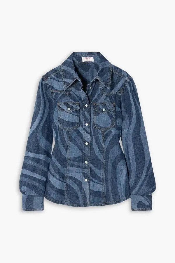 Emilio Pucci Printed Denim Shirt - Mid Denim