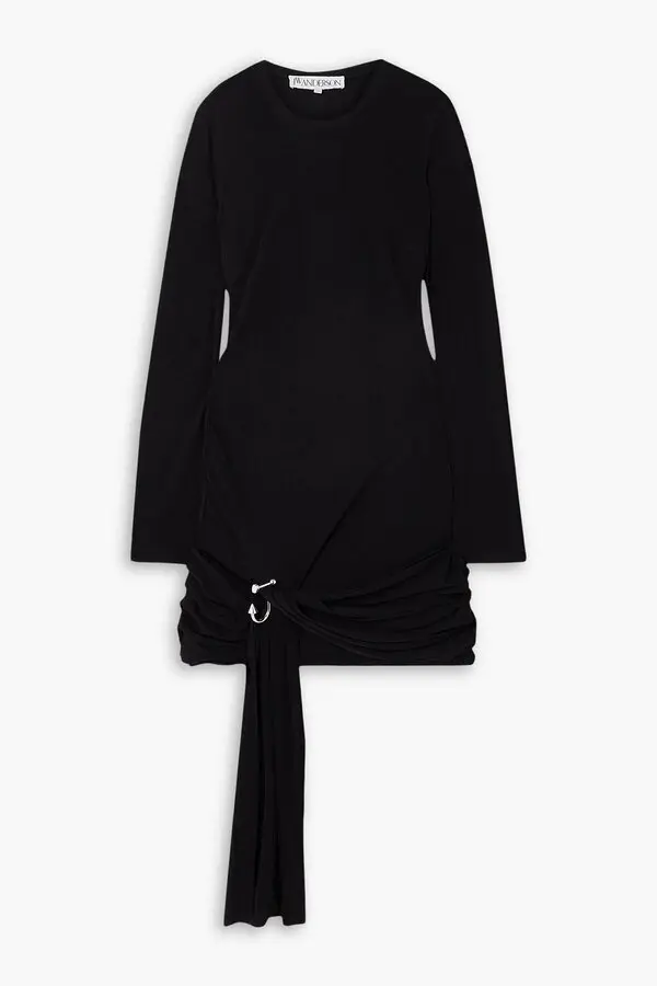 JW Anderson Embellished Draped Jersey Mini Dress