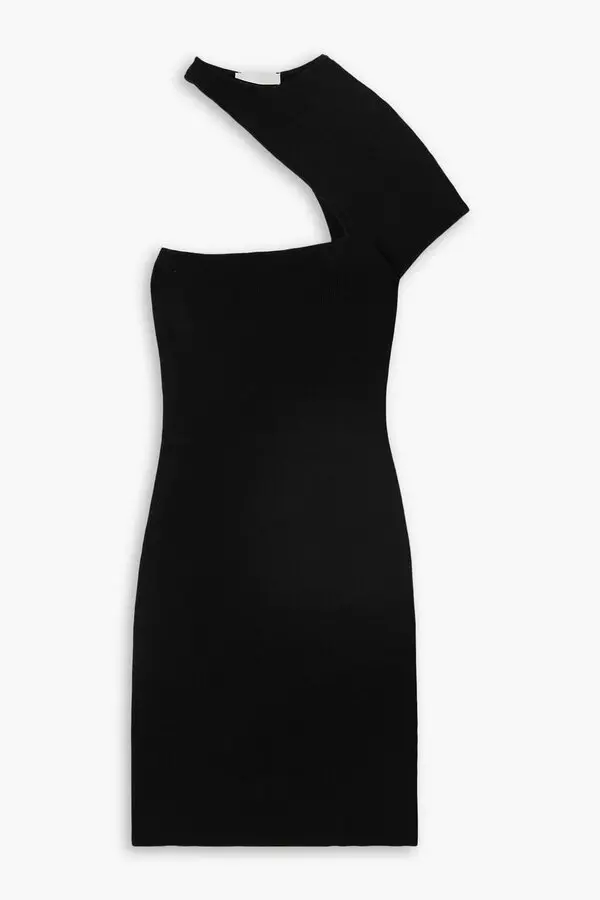 Isabel Marant Orka Asymmetric Cutout Stretchknit Mini Dress - Black