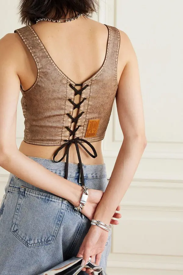 JEAN PAUL GAULTIER Cropped Stretchcotton Bustier Top
