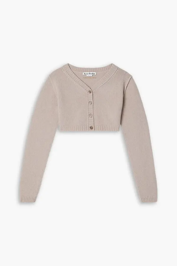Acne Studios Cropped Wool And Cashmereblend Cardigan - Taupe