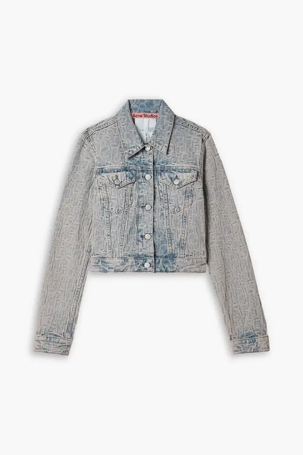Acne Studios Cropped Denimjacquard Jacket - Mid Denim