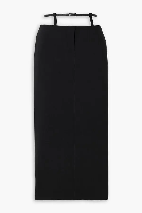 Attico Belted Cutout Cady Midi Skirt - Black