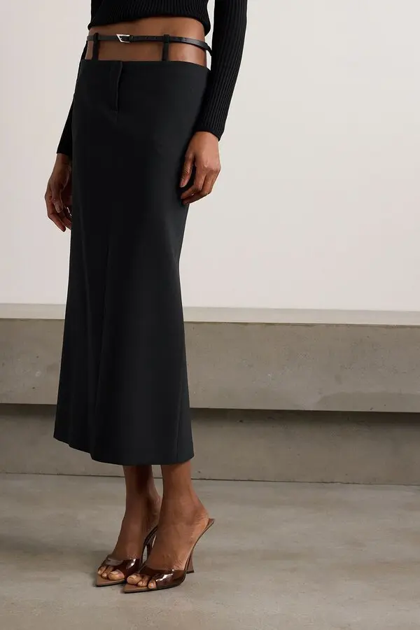 Attico Belted Cutout Cady Midi Skirt