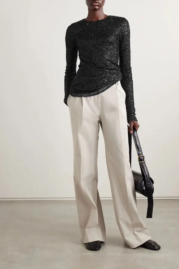 Proenza Schouler Sophie Embellished Metallic Fishnet Top
