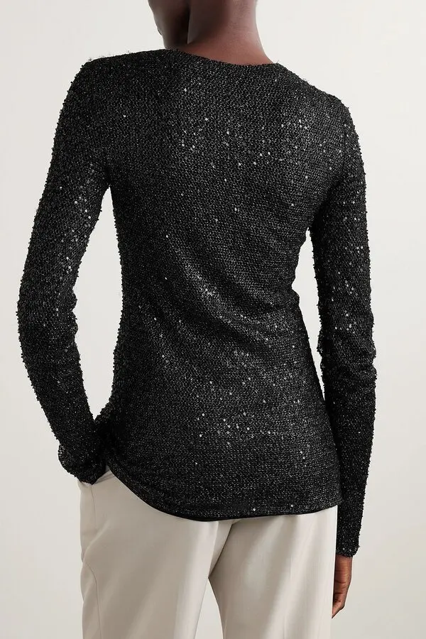 Proenza Schouler Sophie Embellished Metallic Fishnet Top