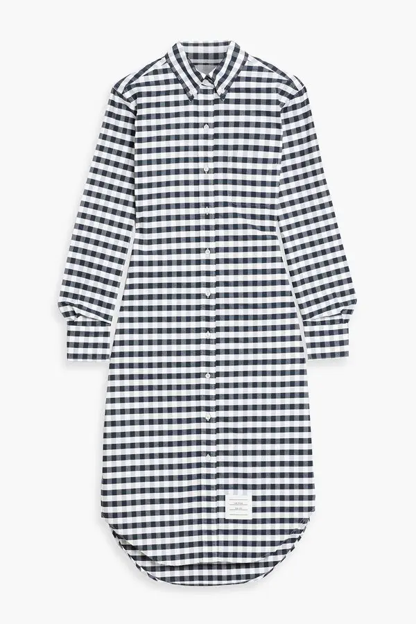 Thom Browne Gingham Cotton Oxford Shirt Dress - Midnight Blue
