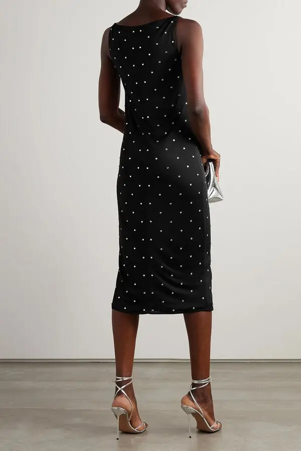 Versace Embellished Draped Jersey Midi Dress