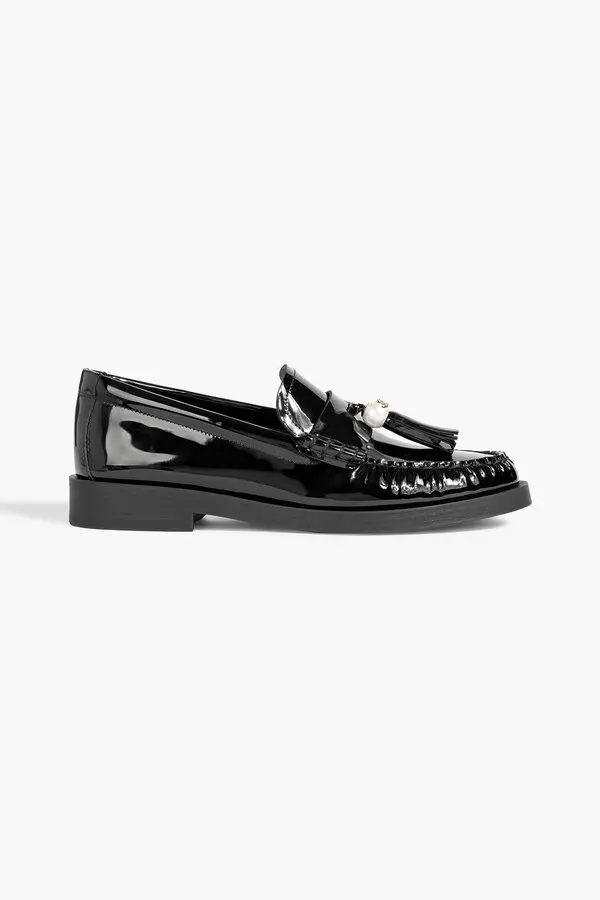 JIMMY CHOO Embellished Patentleather Loafers - Black