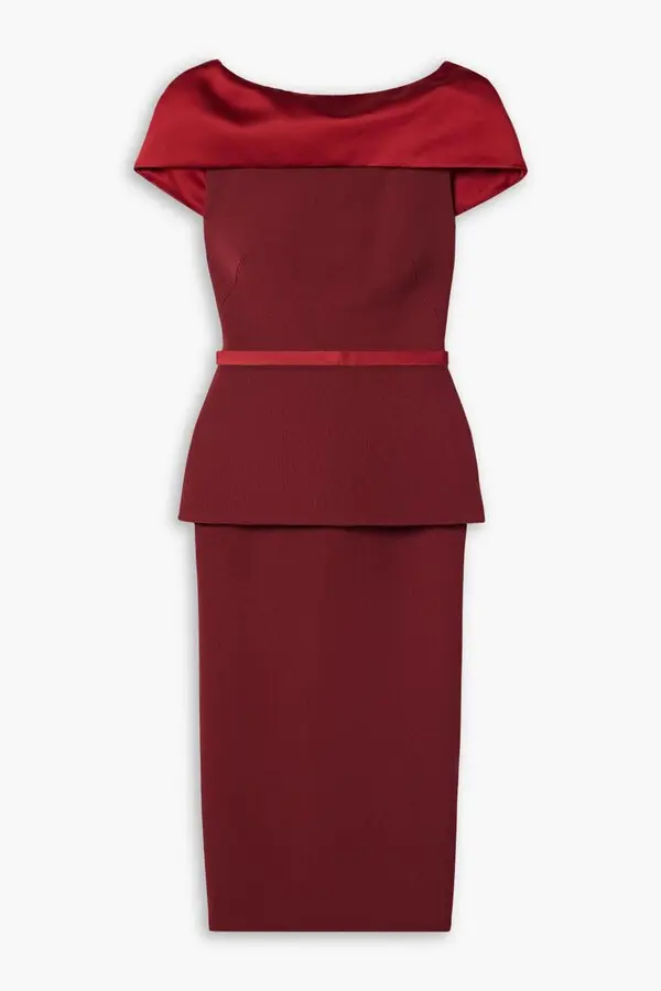 Safiyaa Rella Satintrimmed Crepe Midi Dress - Crimson