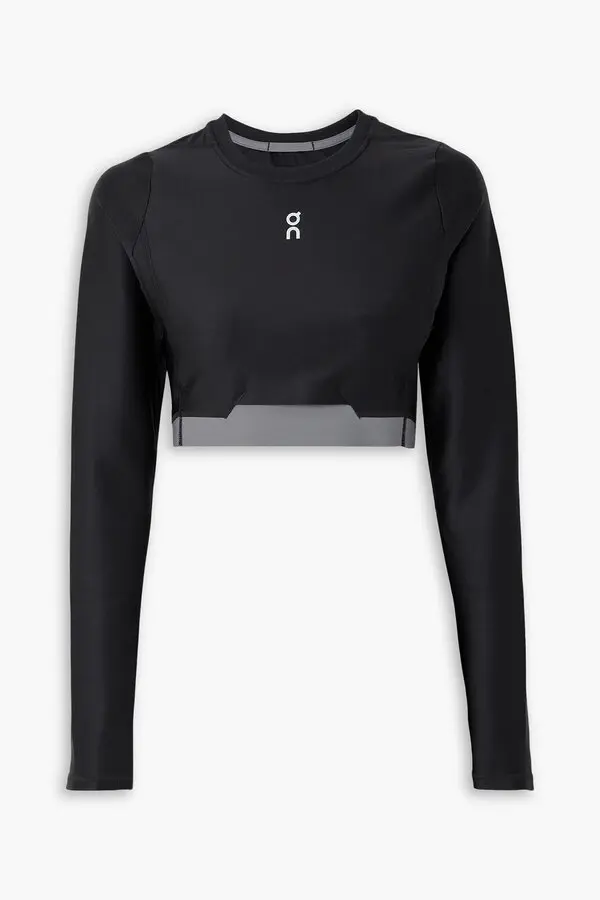 On Cropped Stretchjersey Top - Black