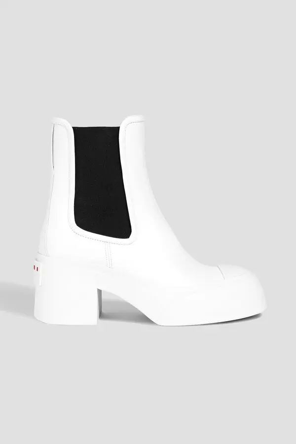 Marni Leather Platform Chelsea Boots - White