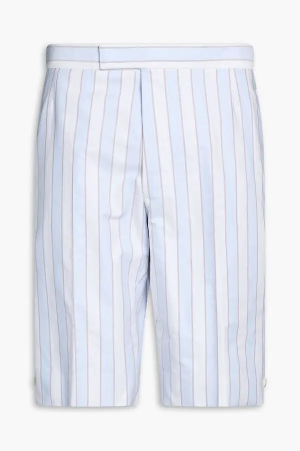 Thom Browne Striped Cotton-piqué Shorts - Sky Blue