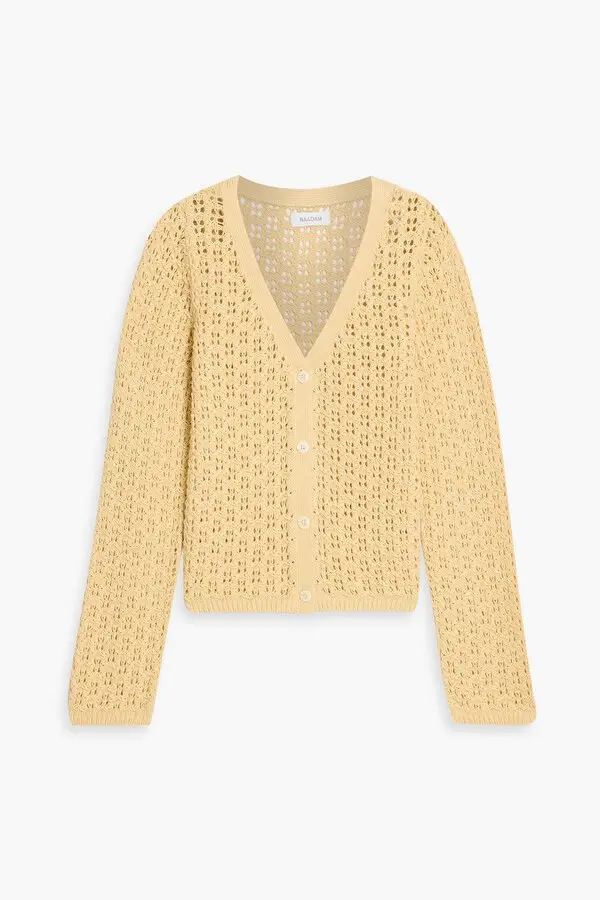 Naadam Crocheted Cotton Cardigan - Yellow