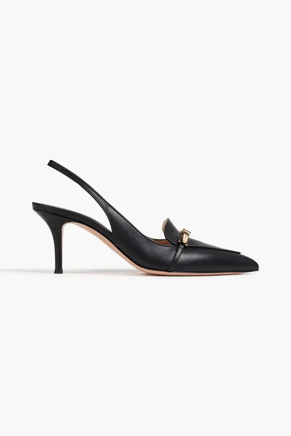 GIANVITO ROSSI Carrey 70 Embellished Leather Slingback Pumps - Black