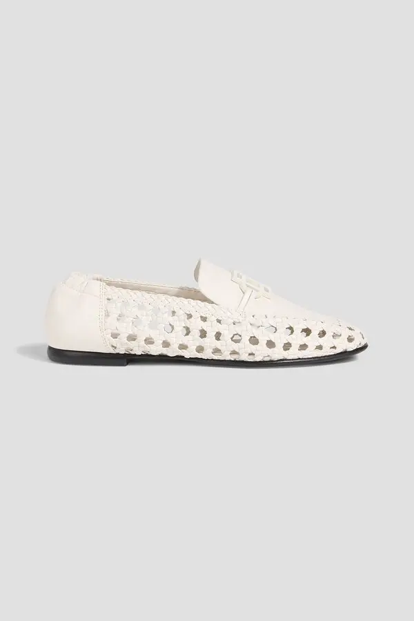 Simkhai Dion Embellished Woven Leather Loafers - Off-white