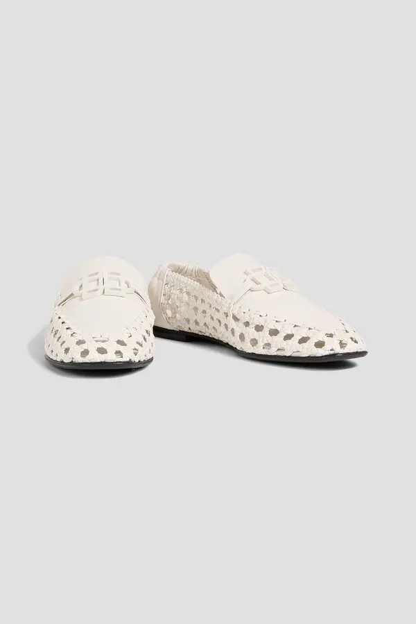 Simkhai Dion Embellished Woven Leather Loafers - Off-white