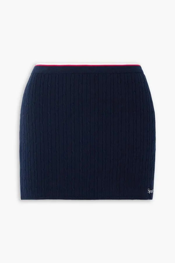 SPORTY & RICH Striped Cableknit Mini Skirt - Midnight Blue