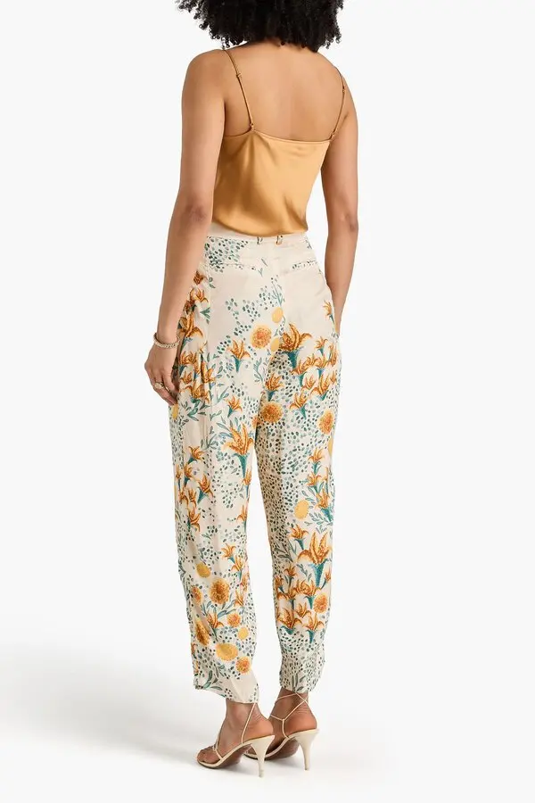 Agua Bendita Floral-print Jacquard Tapered Pants