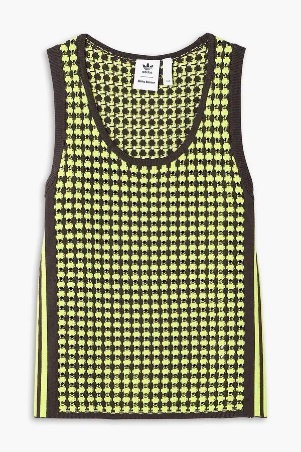 Adidas Striped Crochet Tank - Lime Green