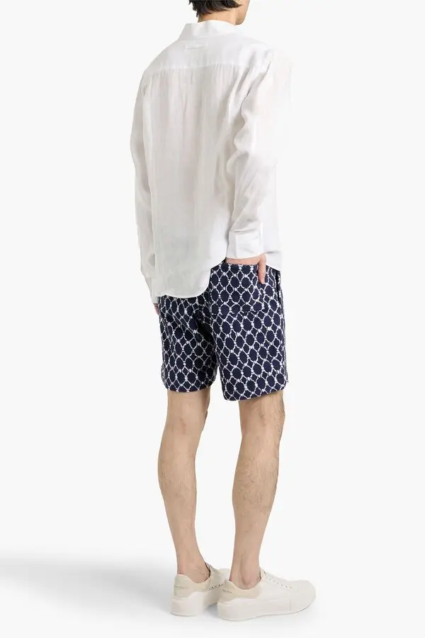 Orlebar Brown Trevone Cotton-blend Terry Jacquard Shorts - Navy