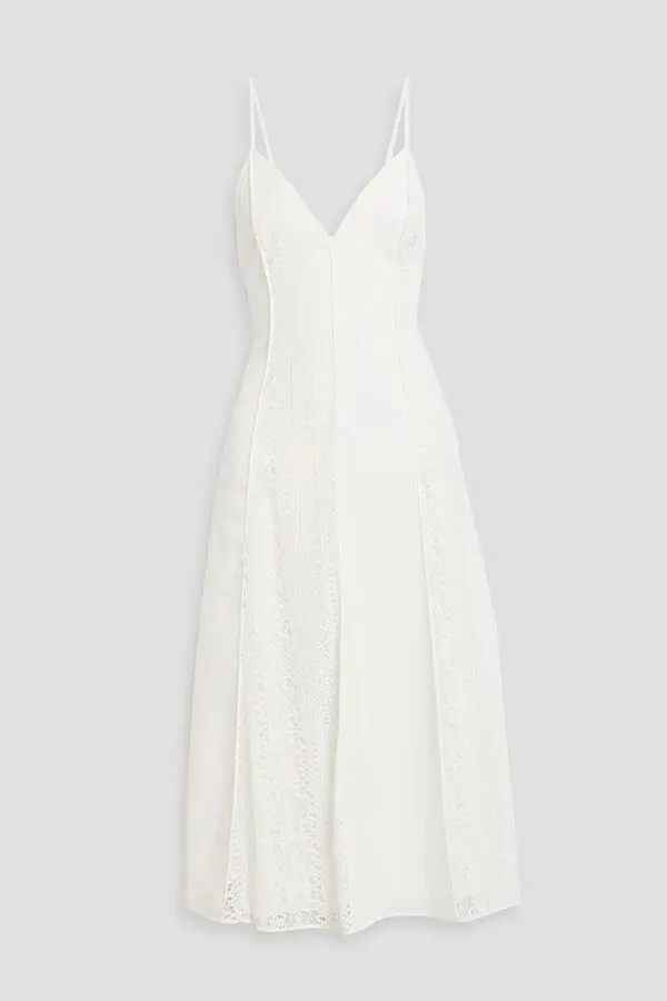 Simkhai Mina Lacetrimmed Poplin Midi Dress - White