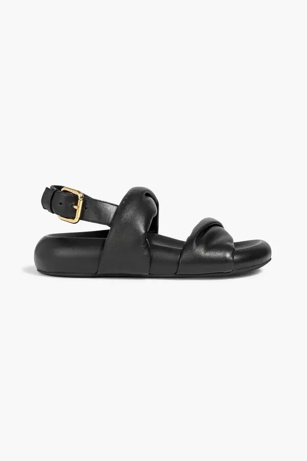 Marni Twisted Padded Leather Slingback Sandals - Black