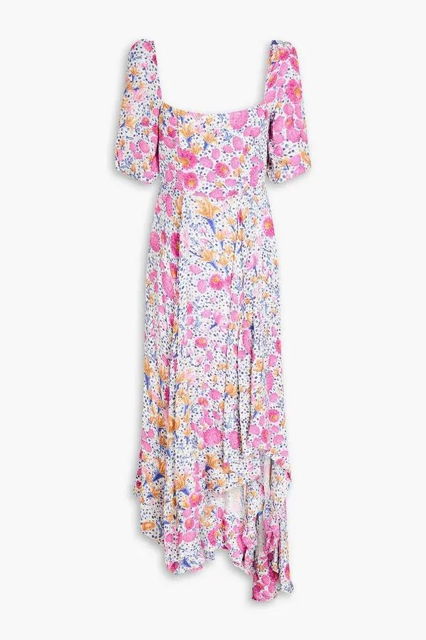 Agua Bendita Tero Capullo Asymmetric Floral-print Jacquard Dress - Fuchsia