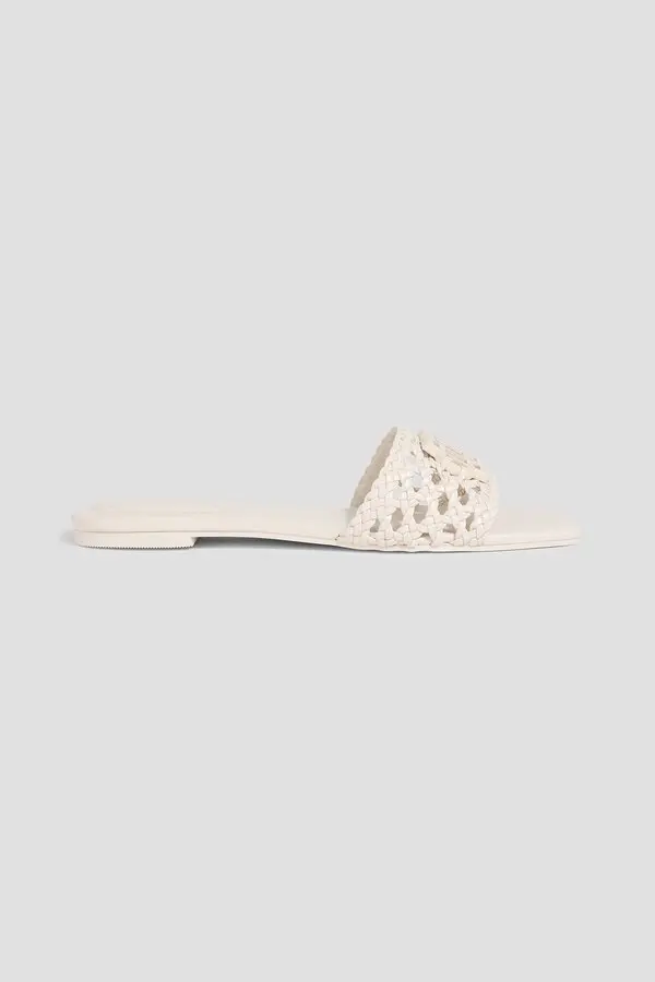 Simkhai Dion Embellished Woven Slides - Off-white