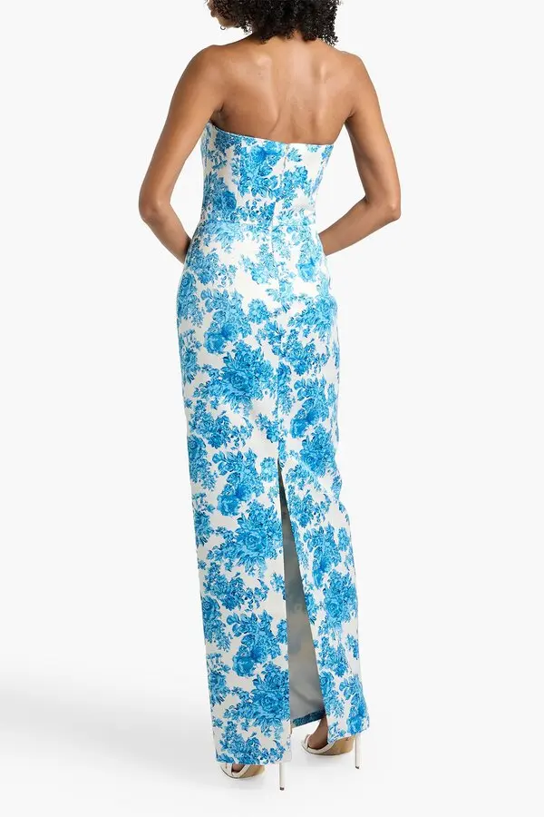 EMILIA WICKSTEAD Emine Strapless Floral-print Gown