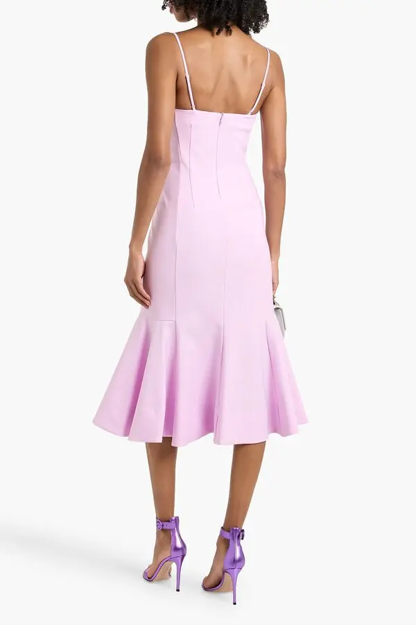 Simkhai Dalia Fluted Stretchcrepe Midi Dress