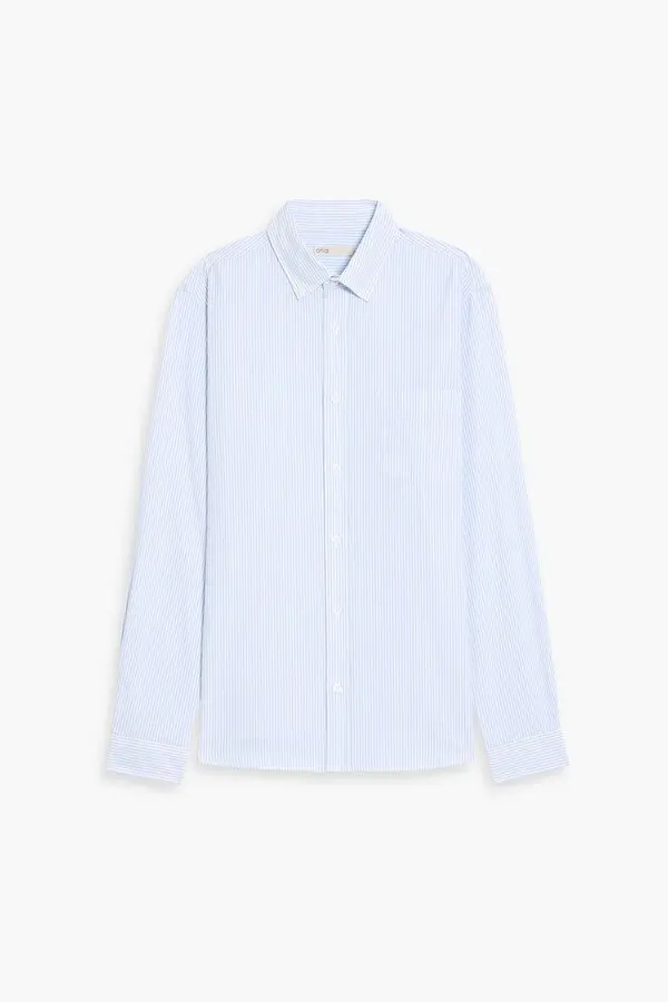 Onia Striped Cotton Oxford Shirt - Light Blue