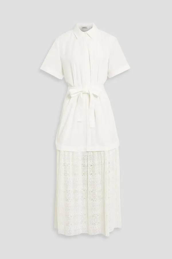 Simkhai Jenner Poplin And Lace Maxi Shirt Dress - White