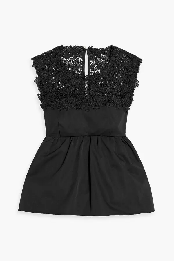 KIKA VARGAS Ivonne Guipure Lace And Poplin Top - Black