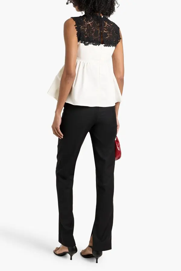 KIKA VARGAS Ivonne Guipure Lace And Poplin Top