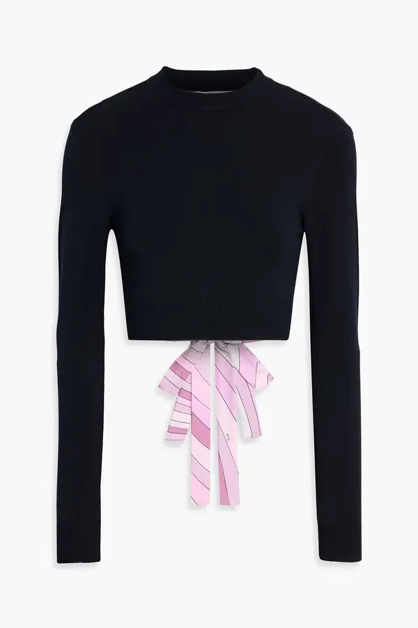 Emilio Pucci Cropped Stretchknit Sweater - Navy
